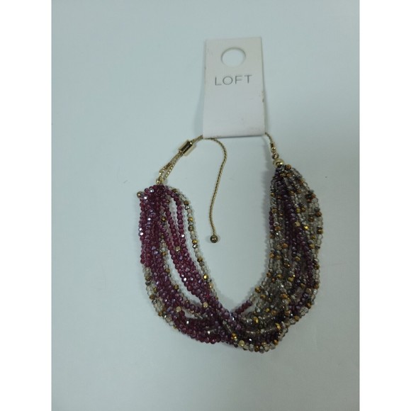 LOFT | Jewelry | Nwt Loft Adjustable Gold Tone Reddish Purple Faceted ...